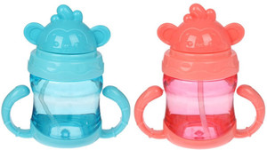 MOMSCAPE Baby Soft Straw Feeding Sipper Anti Spill Twin Handle Sippy ...