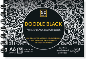 Zen Sangam Express your Mind A6 Doodle Black Paper Sketchbook Drawing ...