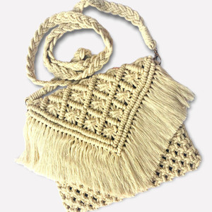 the macrame shop Beige Sling Bag Macrame Handmade women Sing bag Beige ...
