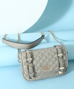 GUESS Grey Sling Bag ADAM MINI CROSSBODY FLAP TAUPE - Price in India ...