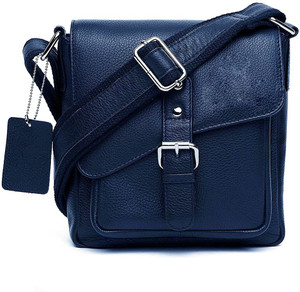 OLIVER WALK Blue Messenger Bag 02-LTH-SD-BAG-BLUE BLUE - Price in India ...