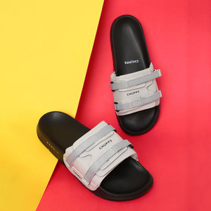Chupps Men Element Grey & Black Slides Slippers Soft Lightweight Flip ...