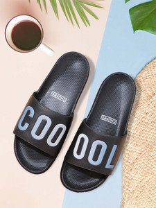 Chupps Men Cool Vibes Black&Blue Slides Soft Lightweight Flip Flops For ...