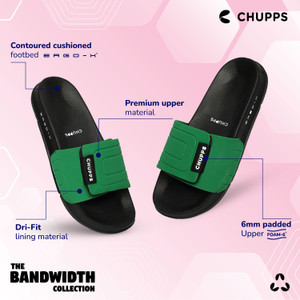 Chupps Women Quilt Bloom Green & Black Slides Slippers Soft Flip Flops ...