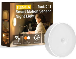 PESCA LED Smart Motion Sensor Light 108 USB Rechargeable Stick-Anywhere ...