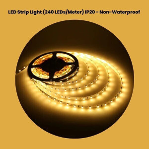 ESYSENSE 12V DC LED Strips, 1200 LEDs 5 m Yellow Steady Strip Rice ...