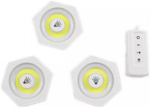 WunderVoX Remote Control Cob Puck Lights Super Bright Night Light-3pcs ...