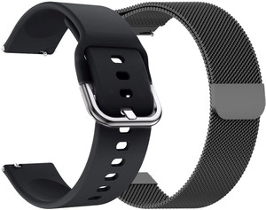 AOnes Pack of 2 Silicone & Metal Chain Belt Watch Strap for Pebble Oslo ...