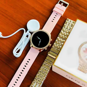 Nikki Trades Trendy latest Gen9 smartwatch, Golden & Pink strap ,hd ...