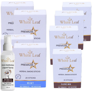 White Leaf Mint & Clove Flavour Cigarette, Pack Of 8 (160 Sticks & 100 ...