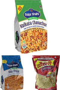 RAJA SHAHI Delicious & Crispy Navratan Mixture & Boondi Bhujia(360gms ...