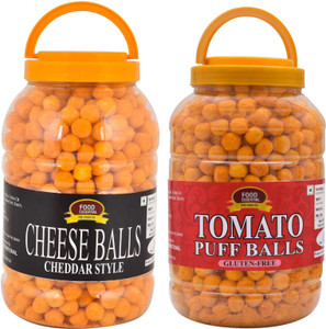 FOOD ESSENTIAL Combo of Cheese Balls (400 gm.) & Tomato Puff Balls (400 ...