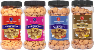 Three Sixty Degree Roasted Assorted Jowar & Ragi Puffs Combo 4Jars x ...