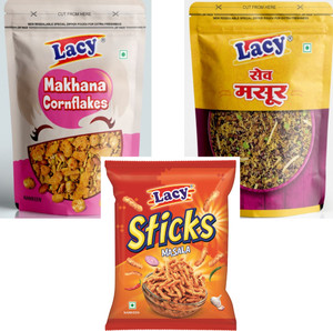 Lacy Makhana Cornflakes Namkeen & Sev Masur Namkeen & Sticks Masala ...