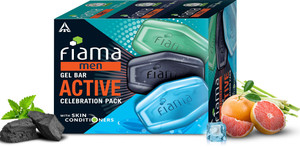 FIAMA Men Active Celebration Pack with 3 Unique Soap Gel Bathing Bars ...