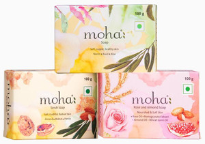 Moha Multi Soap Pack | Herbal Soap, Rose & Almond Soap and Scrub Soap ...