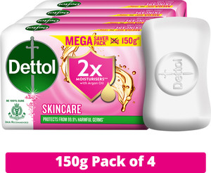 Dettol Skincare Moisturizing Bathing Soap Bar,125g Pack of 4+20% extra ...