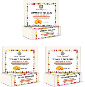 Pink Square Vitamin C Bathing Bar Soap with Lemon & Orange Extract Pack ...