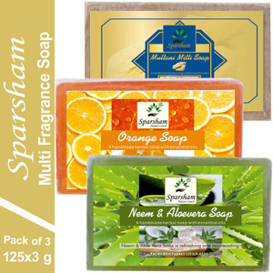 SPARSHAM Handmade 3 MULTI Fragrance Herbal Soaps for Glowing ...