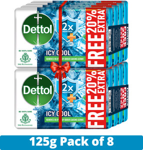 Dettol Icy Cool Bathing Soap With 2x Menthol, 125gm + 20% Extra - Price ...