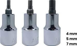 4MECH 1/2" Drive 4mm + 5mm + 7, Hardened CRV Steel, Hex Allen Bit ...