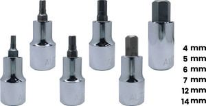 4MECH 4mm + 5mm + 6mm + 7mm + 12mm + 14, Hardened CR-V Steel, Hex-Allen ...