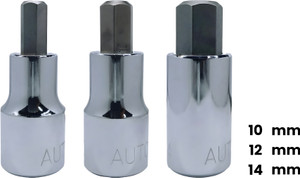 4MECH 1/2" Drive 10mm + 12mm + 14, Hardened CRV Steel, Hex Allen Bit ...