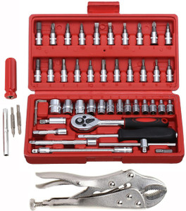 Digital Craft 1/4 Inch Socket Set 46Pc,4 In 1 Screw Driver,10"Inch Lock ...