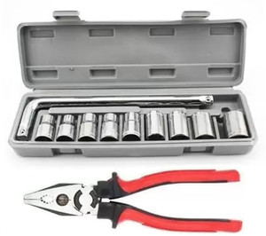 Shri Diamond Chrome Vanadium 10 Pc Socket Tool Kit Set With Lineman ...