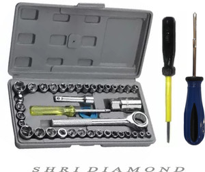 Shri Diamond Stainless Steel 40 Pc Socket Tool Kit Set With 2 ...