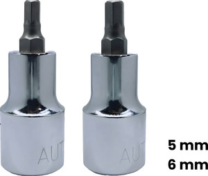 4MECH 1/2" Drive 5mm + 6, Hardened CR-V Steel, Hex-Allen Bit Socket ...