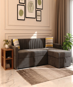 VIVID Copter L shaped Sofa Cum Bed 5 seater Velvet Fabric 5 Seater Sofa ...