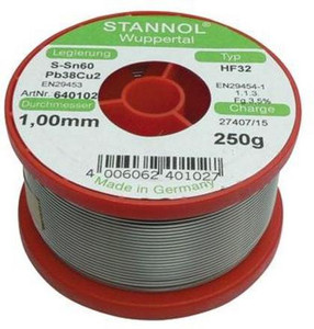 PTech Stannol Germany 640102, No-Clean Solder Wire, Sn60Pb40, 250gm, 1 ...