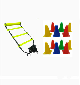 Kalindri Sports Adjustable Agility Ladder (4M with 10 Rungs) and 12 ...