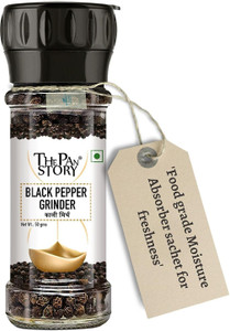 THE PAN STORY Black Pepper with Refillable Glass Crusher Bottle Kali ...