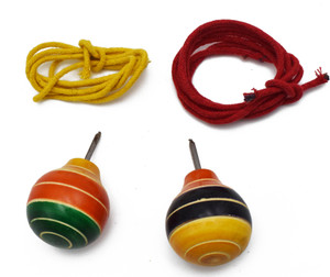 justhandmade Wooden PAMBARAM / Tops / BUGURI /LATTU for Kids, Colors ...