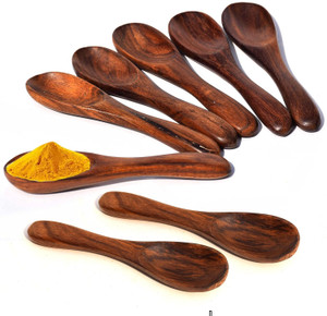 Ruby Perl Masala Ice-Cream Sugar Salt Small (10 pcs) Wooden Table Spoon ...
