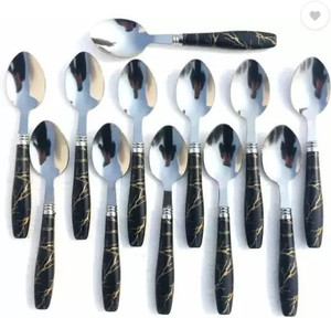 Mohit Steel Spoons Set Dining table Premium Black Marble Ceramic Design ...