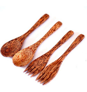 Natchus Coconut shell spoons and forks Disposable Wooden Table Spoon ...