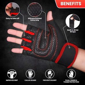 Xfinity Fitness Mens Gym Gloves with 12 inch Wrist Support and Anti ...
