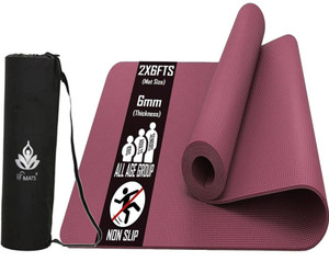 YFMATS 6MM - Super-Sports Yoga Mat for Mens Women Kids Maroon 6 mm Yoga ...