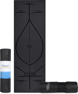 Fitness Mantra Premium TPE Body Alignment Lines Yoga Mat with Cover Bag ...