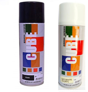 CUBE Combo OF Cube ( Black +Off White ) Spray Paint -400 ml, Pack of 2 ...