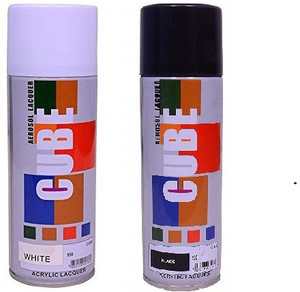 CUBE Combo OF Cube ( White +Gloss Black ) Spray Paint -400 ml, Pack of ...