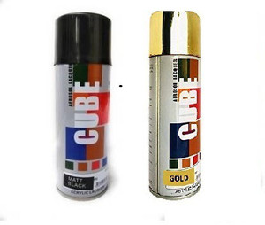 Festego Combo OF Cube (Matt Black + Gold ) Spray Paint -400 ml, Pack of ...