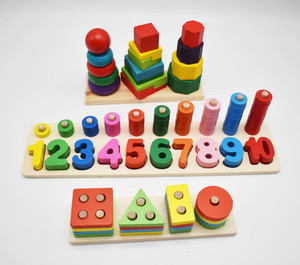 justhandmade Wooden Number Puzzle|Three Column Tower Stacker 4 Column ...