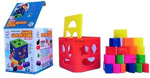 NIYANETAIL Shape Sorting Cube Junior Building Blocks for Kids with 18 ...