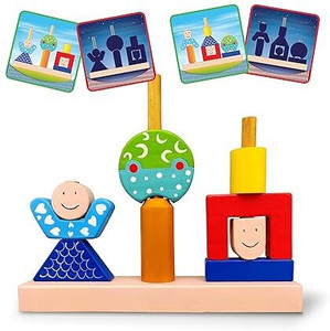 WONDRBOX Light and Darkness Shadow Matching Game | Wooden Stacking ...