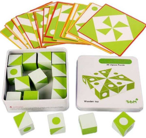 LittleLovik Wooden Puzzle Cube 30 Geometric Shapes, Sorting Block ...