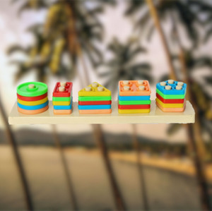 ENGITECH Geometric Shape Sorter Puzzle Toy Shape Matching Blocks Color ...